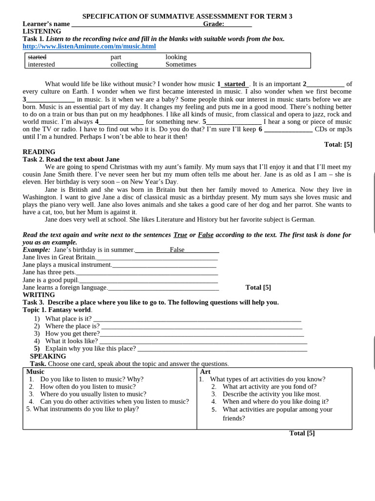 Grade 5 III Term Summative | PDF