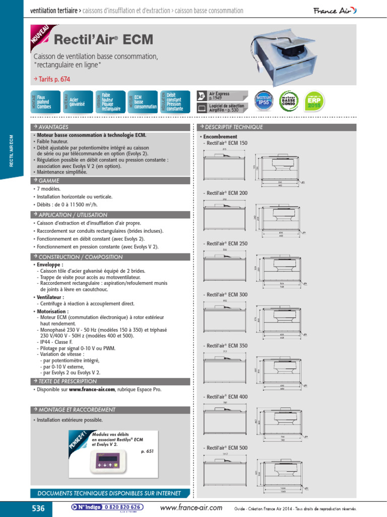 Caisson de ventilation Rectil'Air ECM | PDF