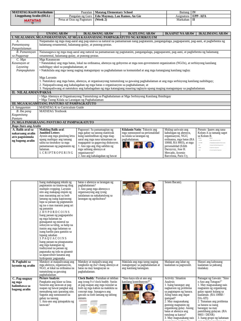 DLL EPP-AGRI 4 Q2 Week2 @edumaymay | PDF