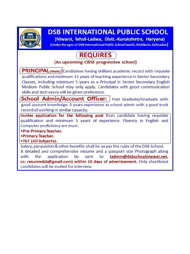 DSB Vacancy 8424 | PDF