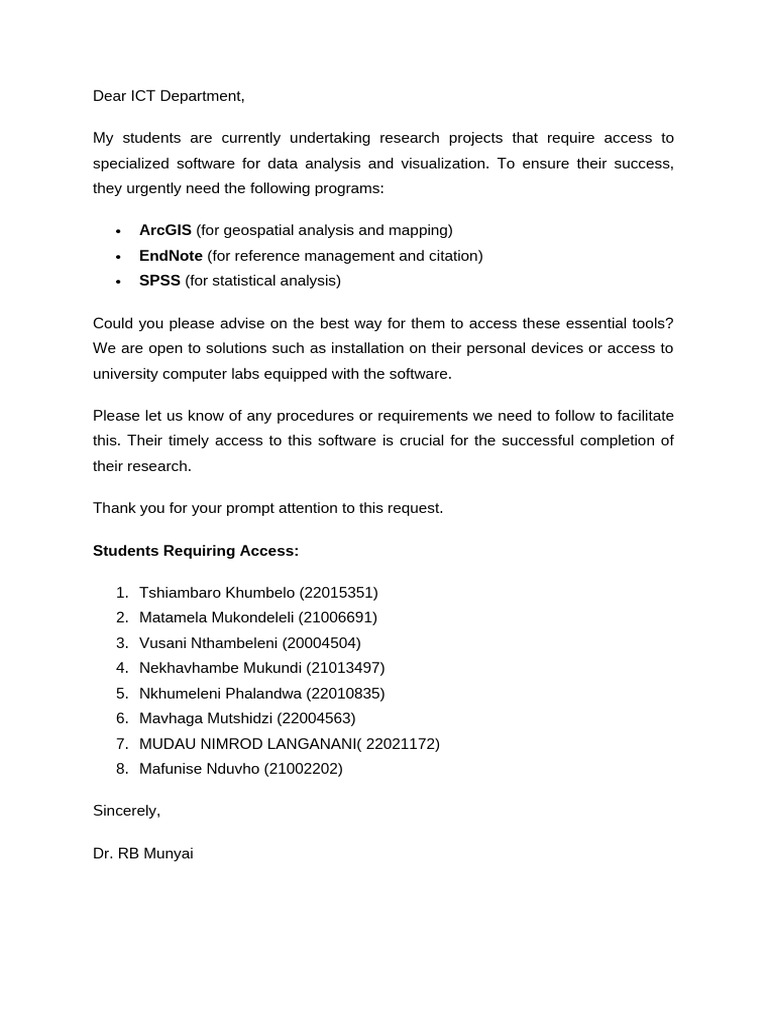 ICT Access Letter | PDF