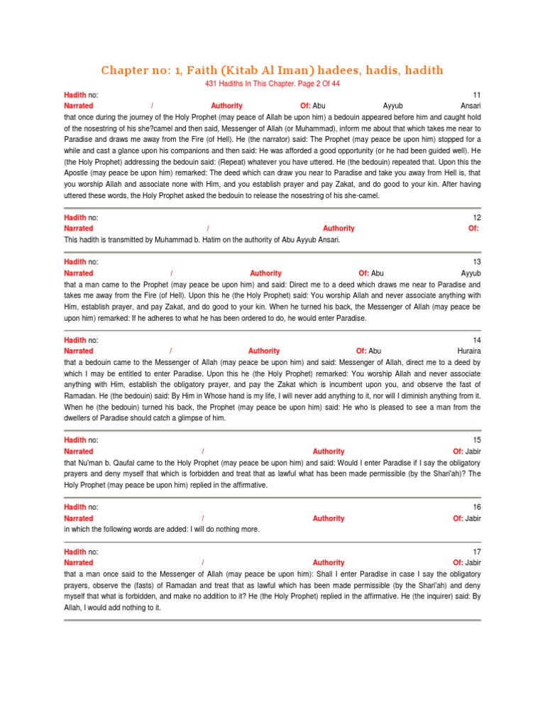 Key Hadiths on Islamic Faith Pillars | PDF | Muhammad | Ramadan