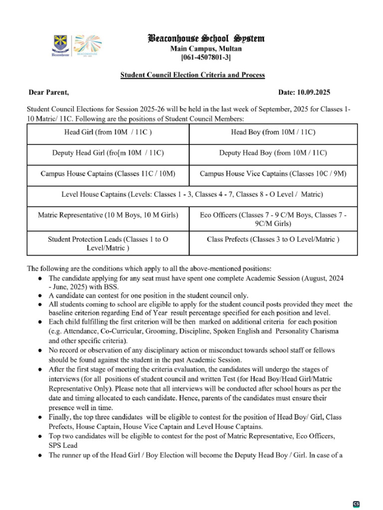 Initial Circular For Student Council 2025 | PDF