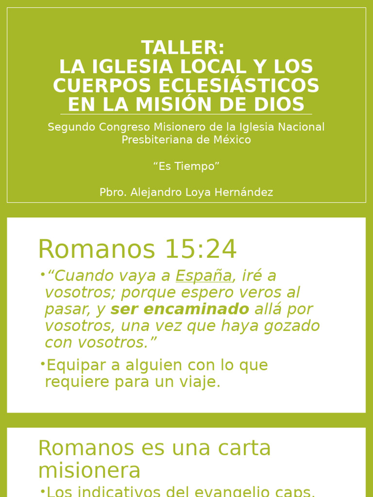 Taller Loya Inpm | PDF | Misionero | Iglesia cristiana
