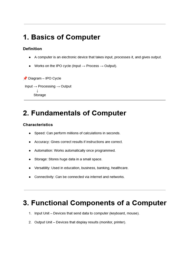 Basics of Computer | PDF | Computer Data Storage | Input/Output