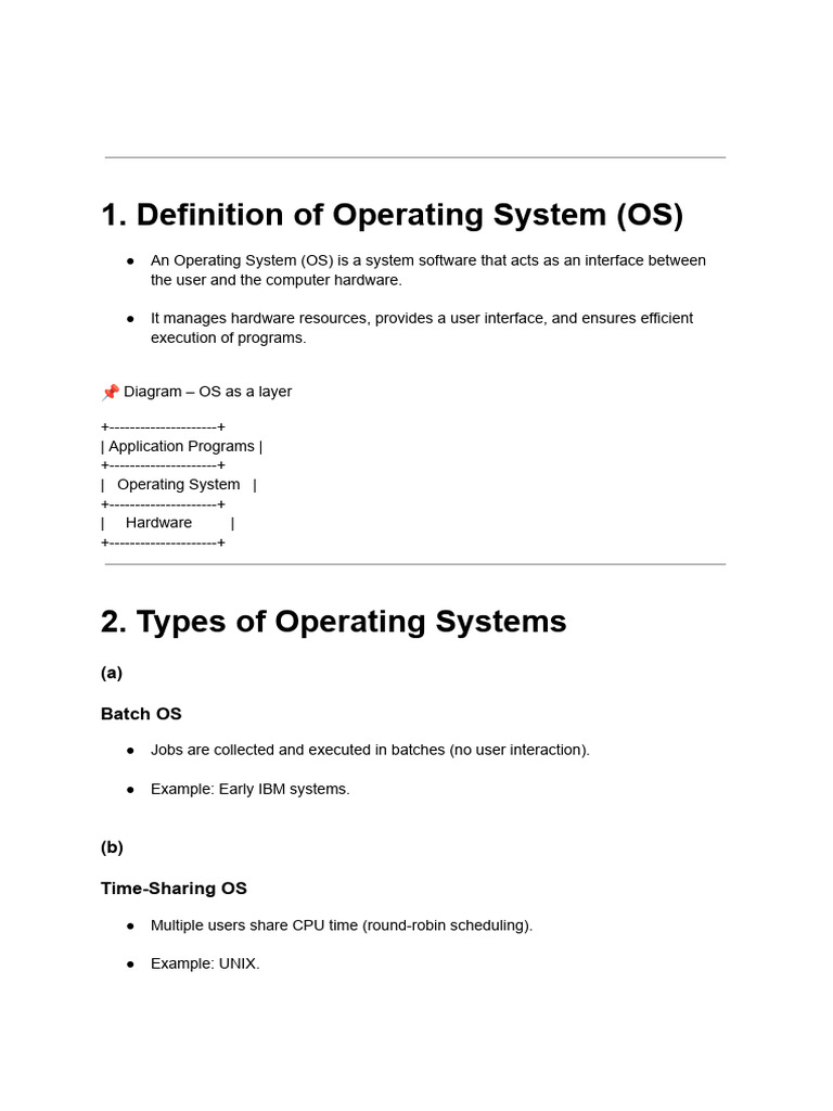 Definition of Operating System (OS) | PDF | Operating System | Process ...