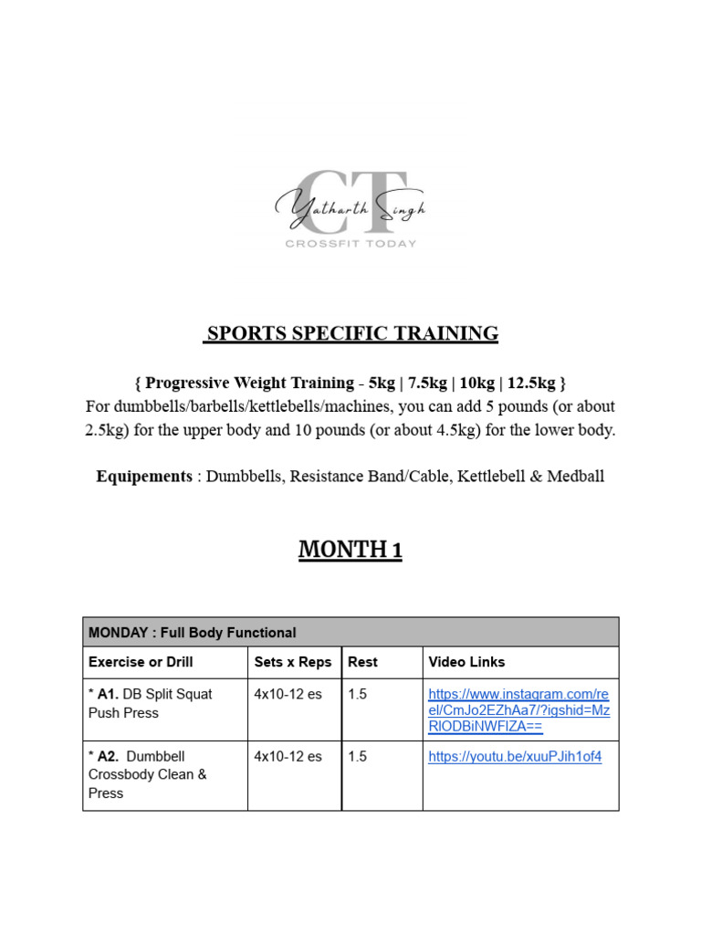 Sports-Specific Training Program Guide | PDF | Kettlebell | Strength ...