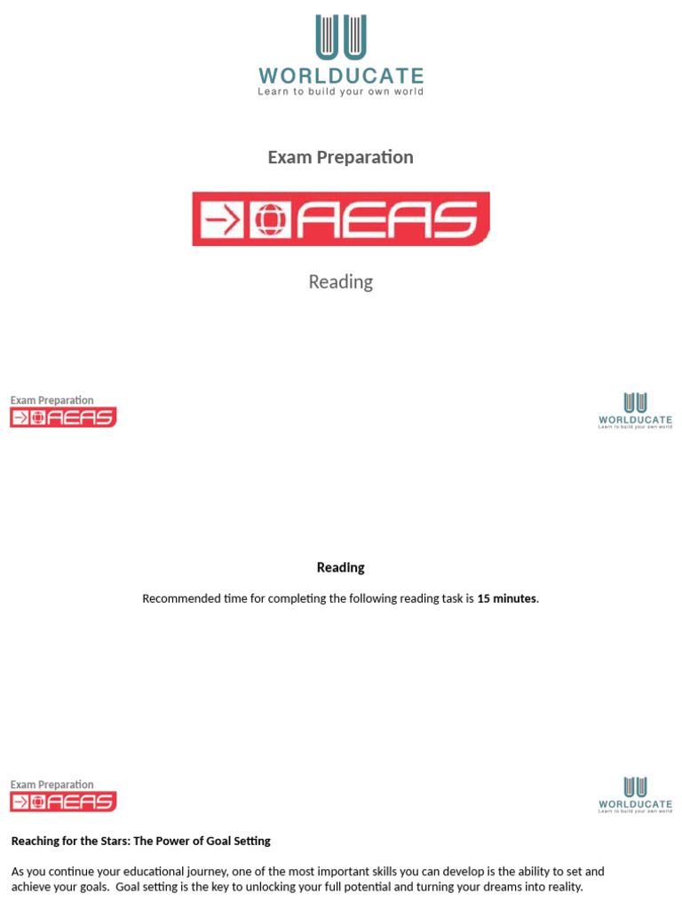 AEAS - Reading 13 (Goal Setting) | PDF | Goal | Goal Setting