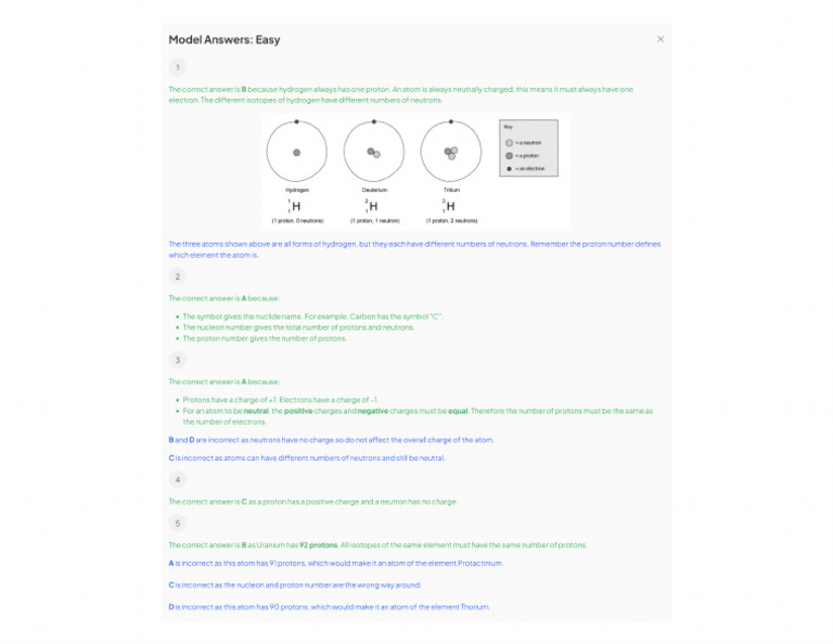 5.1 The Nuclear Model of The Atom MCQ Easy MS | PDF