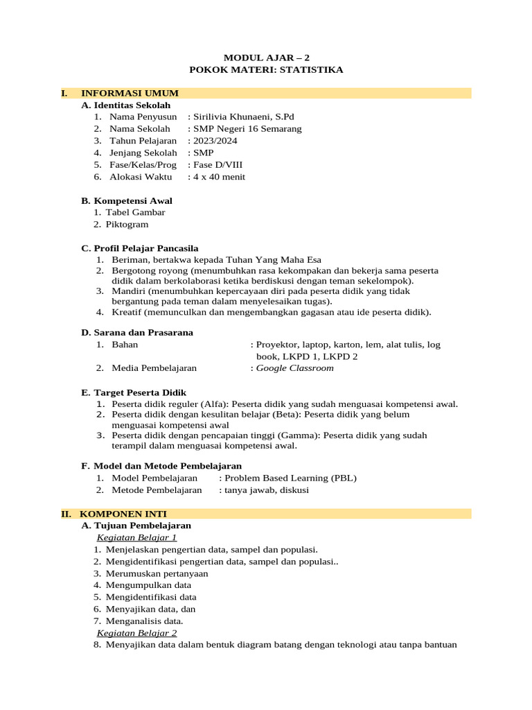 Modul Ajar & LKPD Kelas 8 | PDF