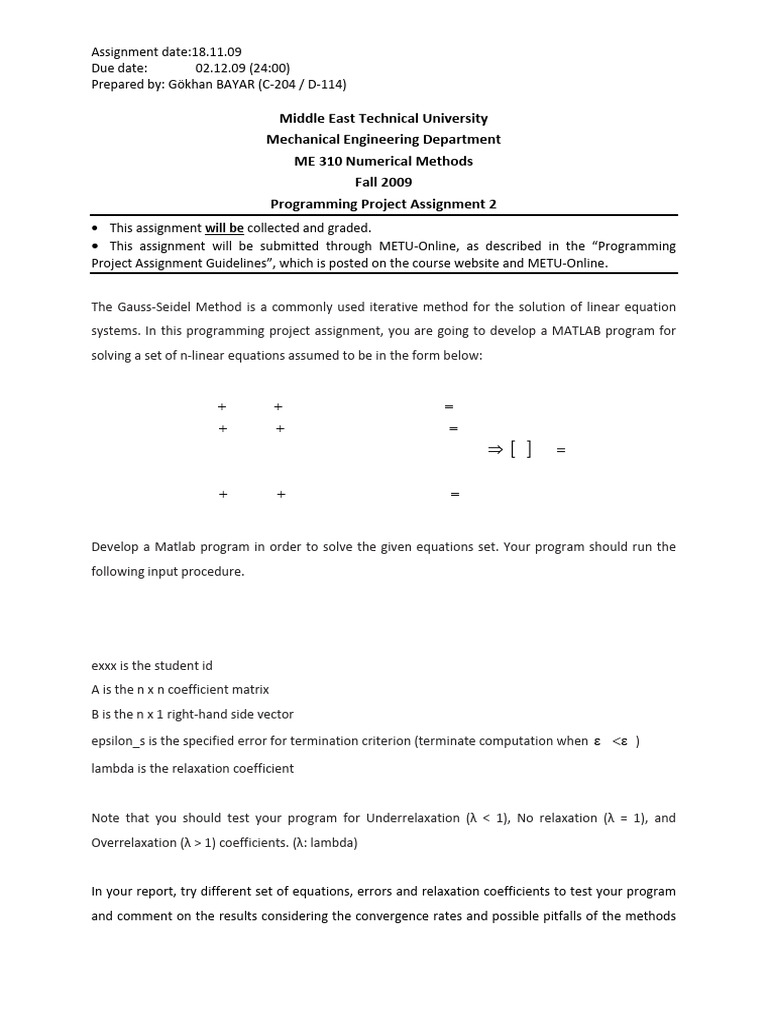ME310 ProjectAssignment 2 | PDF | Mathematics Of Computing | Algorithms