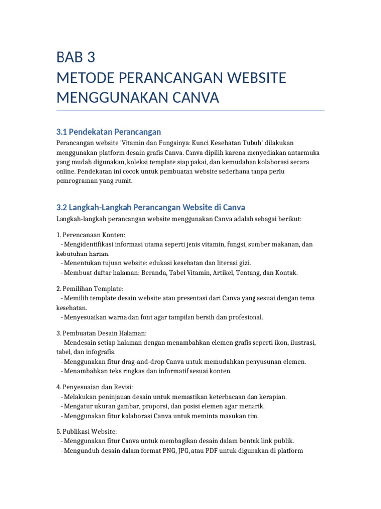 BAB 3 Metode Perancangan Website Menggunakan Canva | PDF