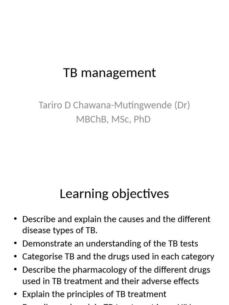 Comprehensive Guide to TB Management | PDF | Tuberculosis | Drugs