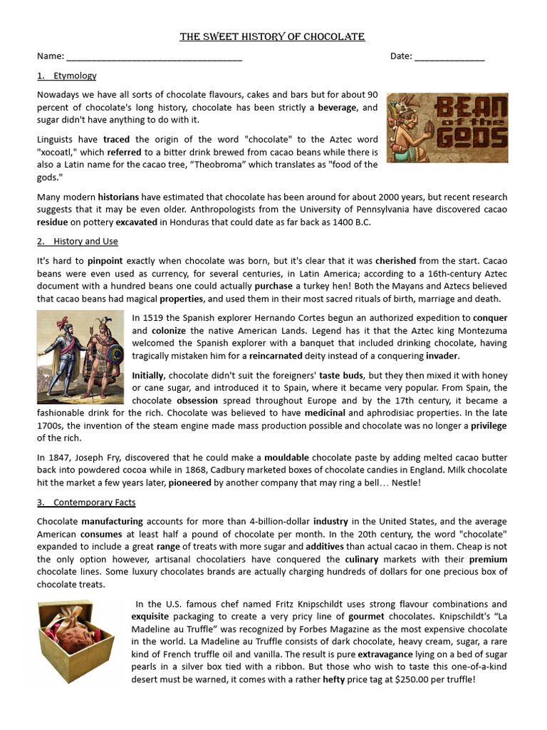 The Sweet History of Chocolate | PDF | Chocolate | Cocoa Bean