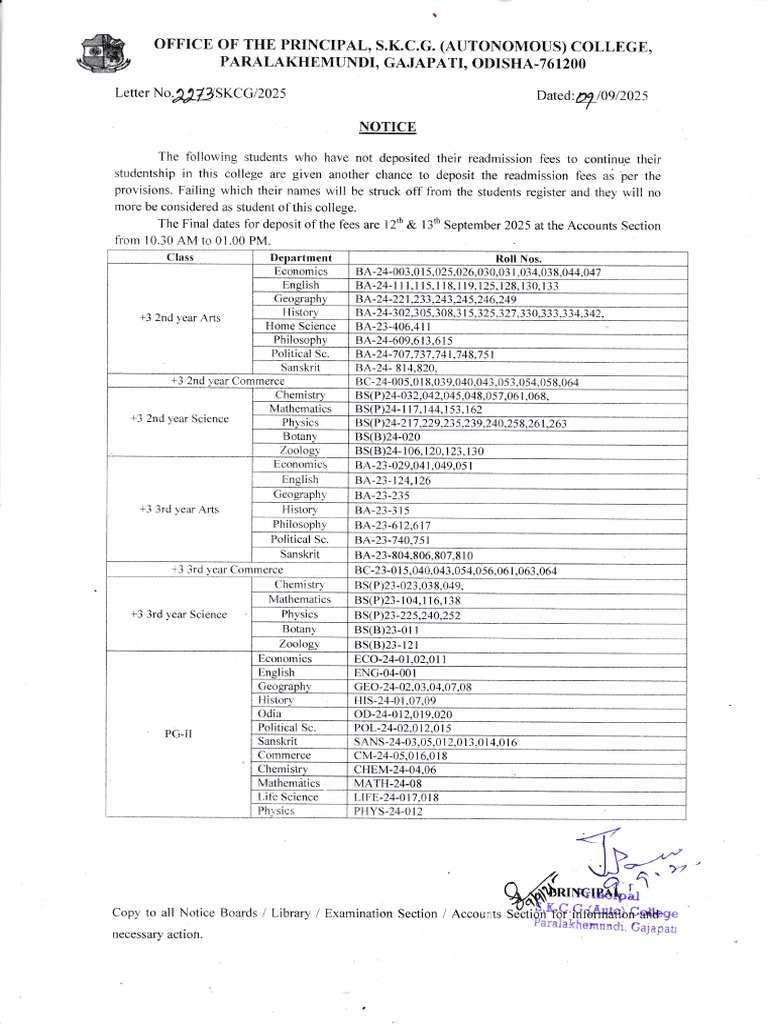 2273-Notice-Default (+3) 2nd, 3rd & PG 2nd Year | PDF | Languages Of India