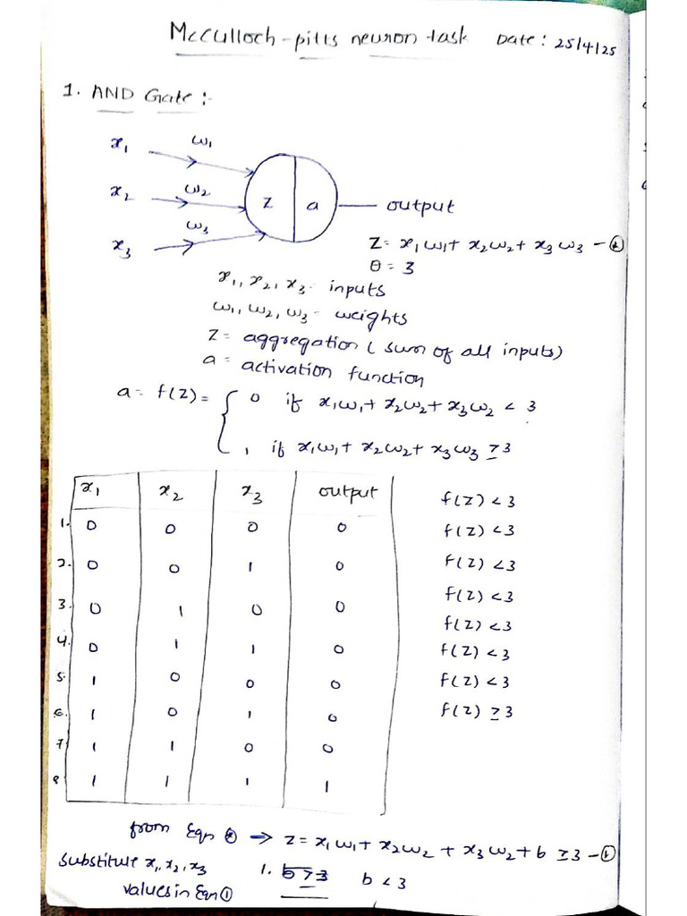 Mcculloh Pitts Neuron Task | PDF