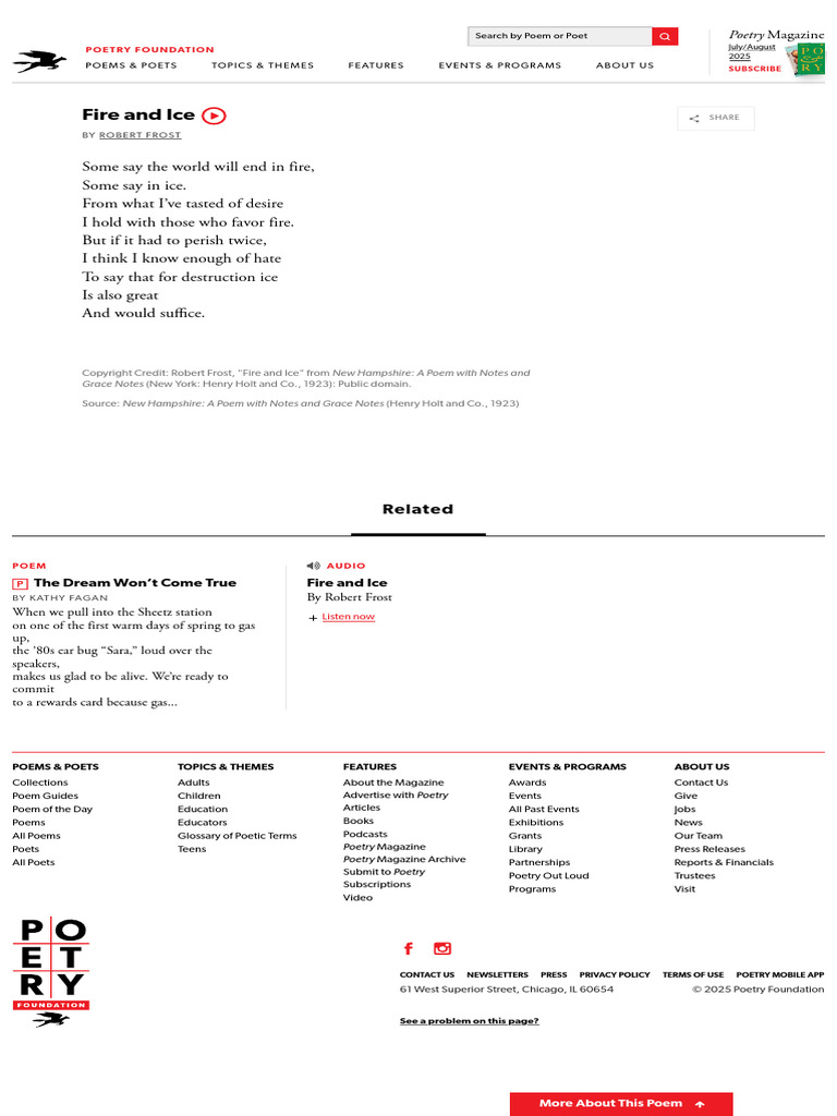 Fire and Ice The Poetry Foundation | PDF | Poetry