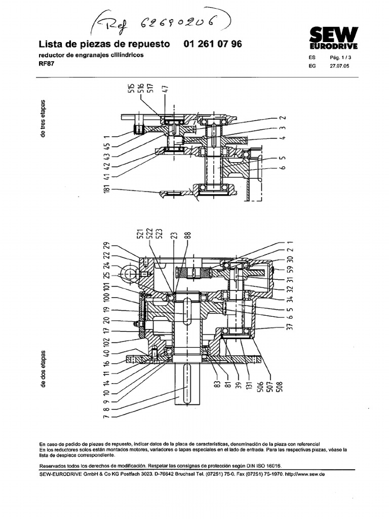 Despiece Reductor SEW RF87 | PDF