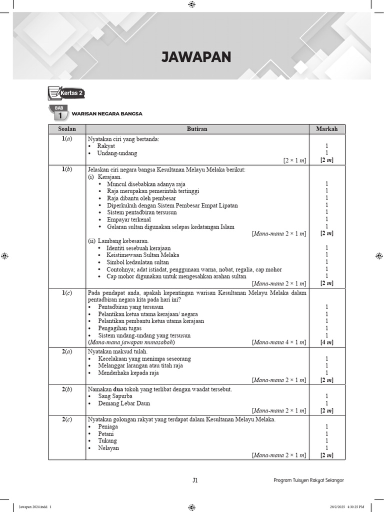 Jawapan PTRS Sejarah TKT 4 | PDF