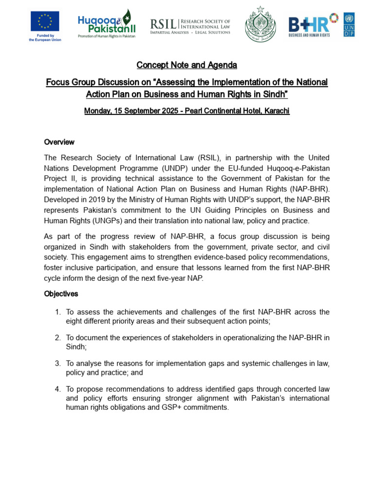 Final Sindh FGD Concept Note | PDF | Policy | Human Rights