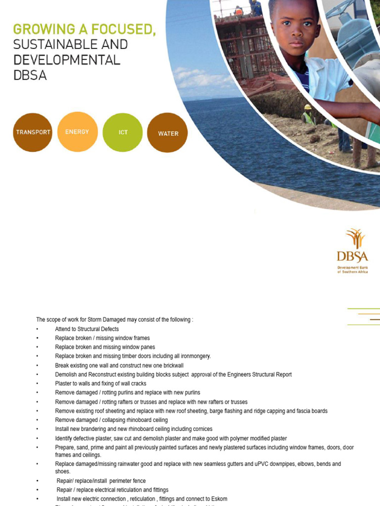 DBSA - Scope of Works For Programme Type Final | PDF | Wall | Sanitary ...