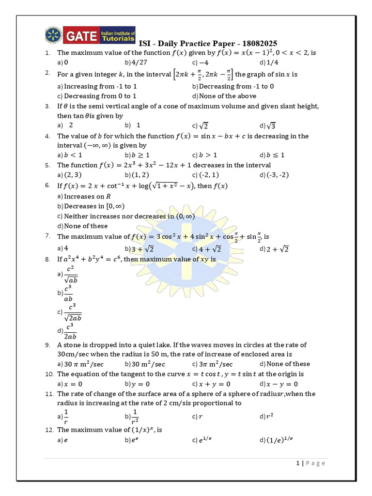 ISI Daily Practice Paper - 18082025 | PDF | Sphere | Geometry