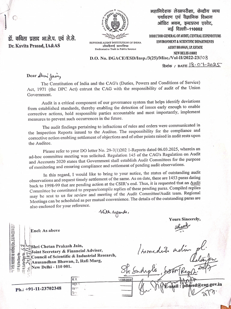 Letter DGA, ESD, New Delhi | PDF