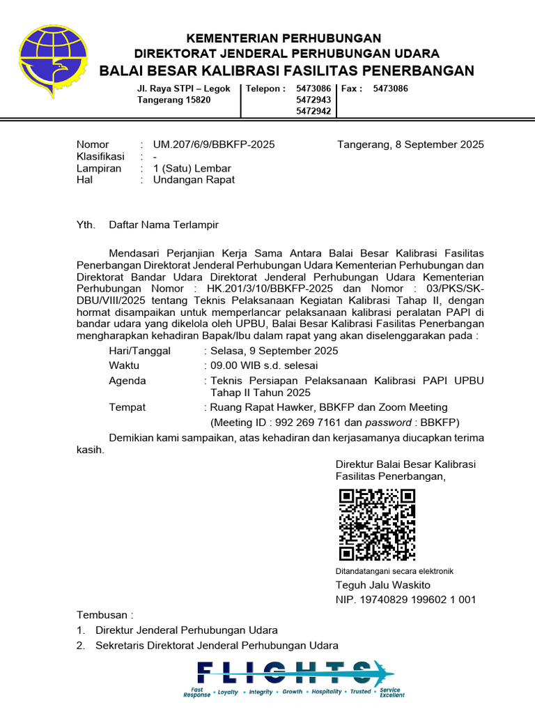BBKFP-0908-Undangan Rapat - Teknis Persiapan Pelaksanaan Kalibrasi PAPI UPBU Tahap II Tahun 2025 ...