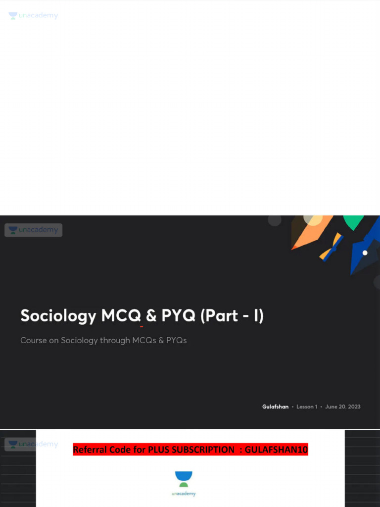Sociology MCQ PYQ Part I With Anno | PDF