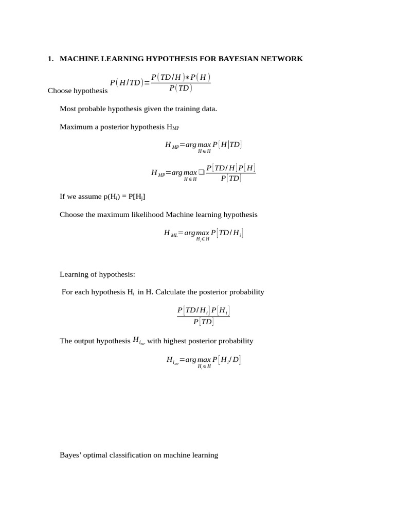 Machine Learning Hypothesis For Bayesian Network | PDF