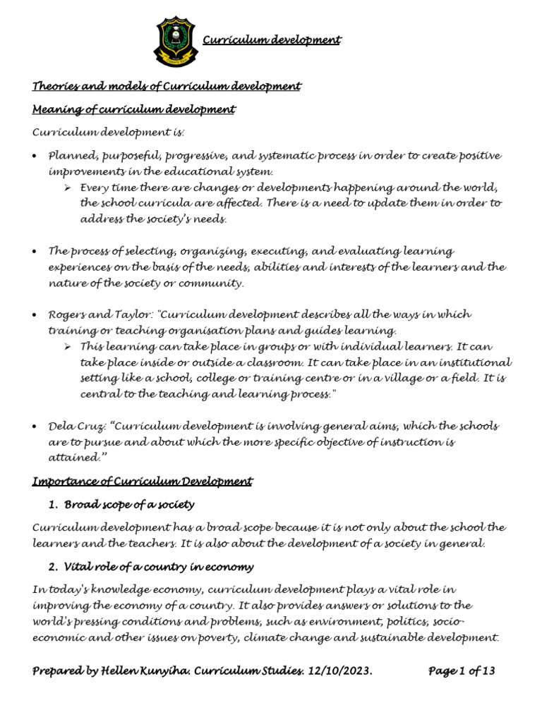 Curriculum Development Theories Explained | PDF | Curriculum | Learning