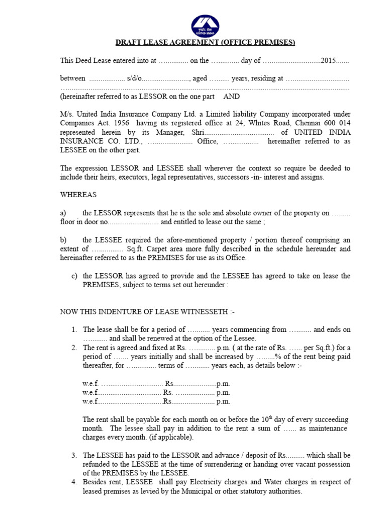 Draft Lease Agreement | PDF | Lease | Private Law