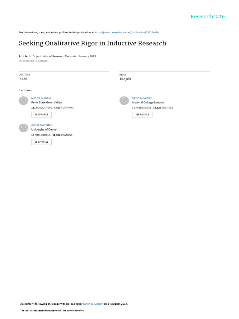 Gioia, D. A., Corley, K. G., & Hamilton, A. L. (2012) - Seeking ...