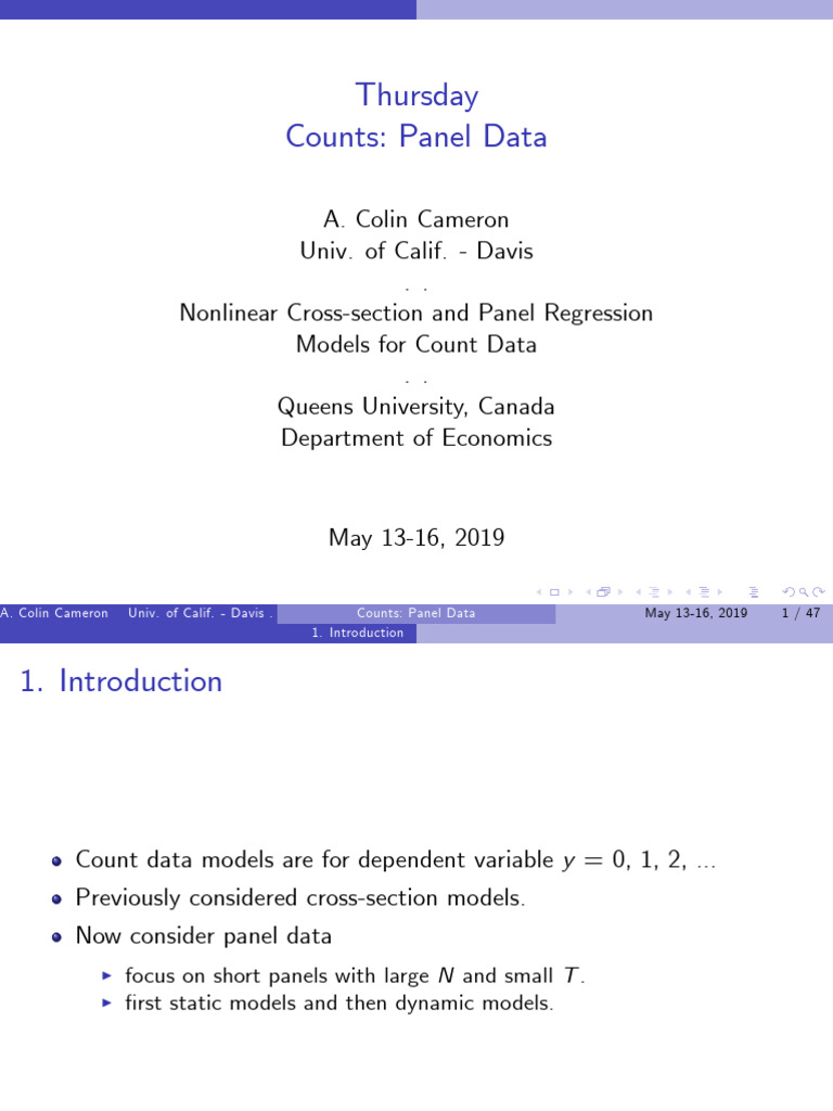 Nonlinear Count Data Models Overview | PDF | Time Series | Teaching ...