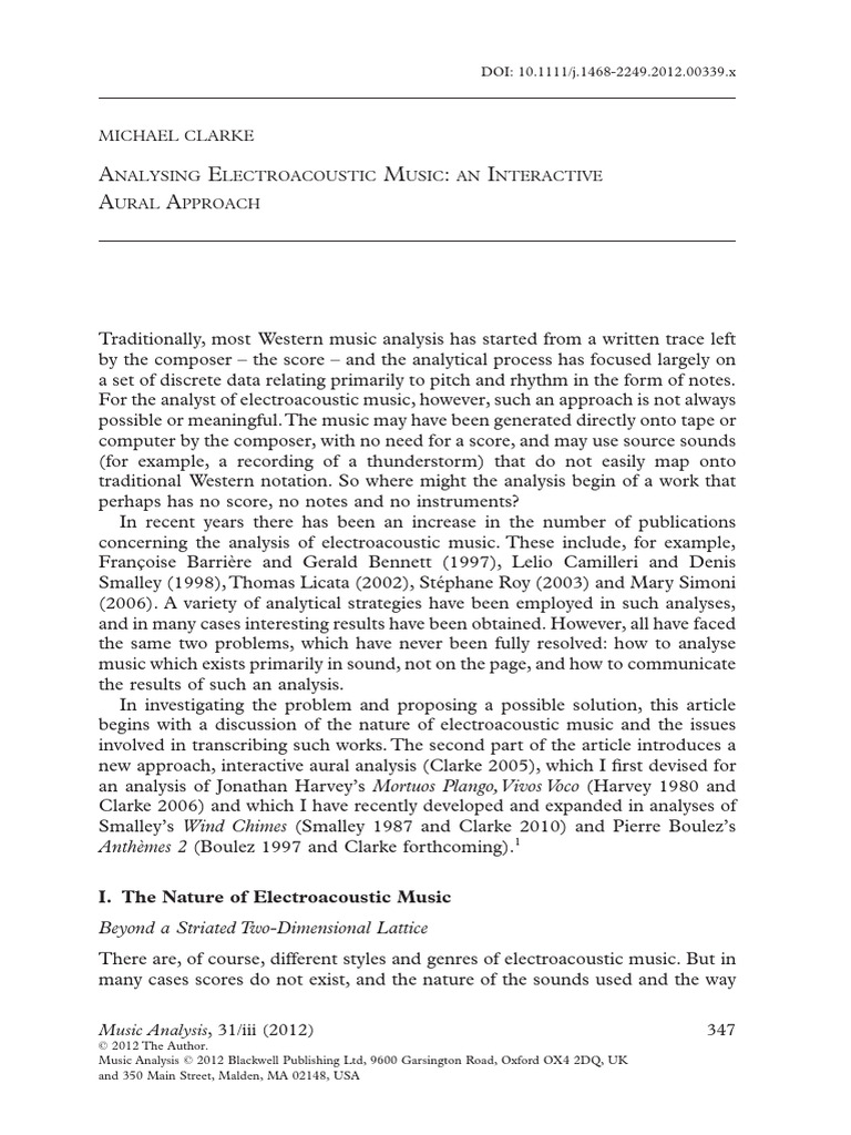 Clarke - 2012 - Analysing Electroacoustic Music An Interactive Aural ...