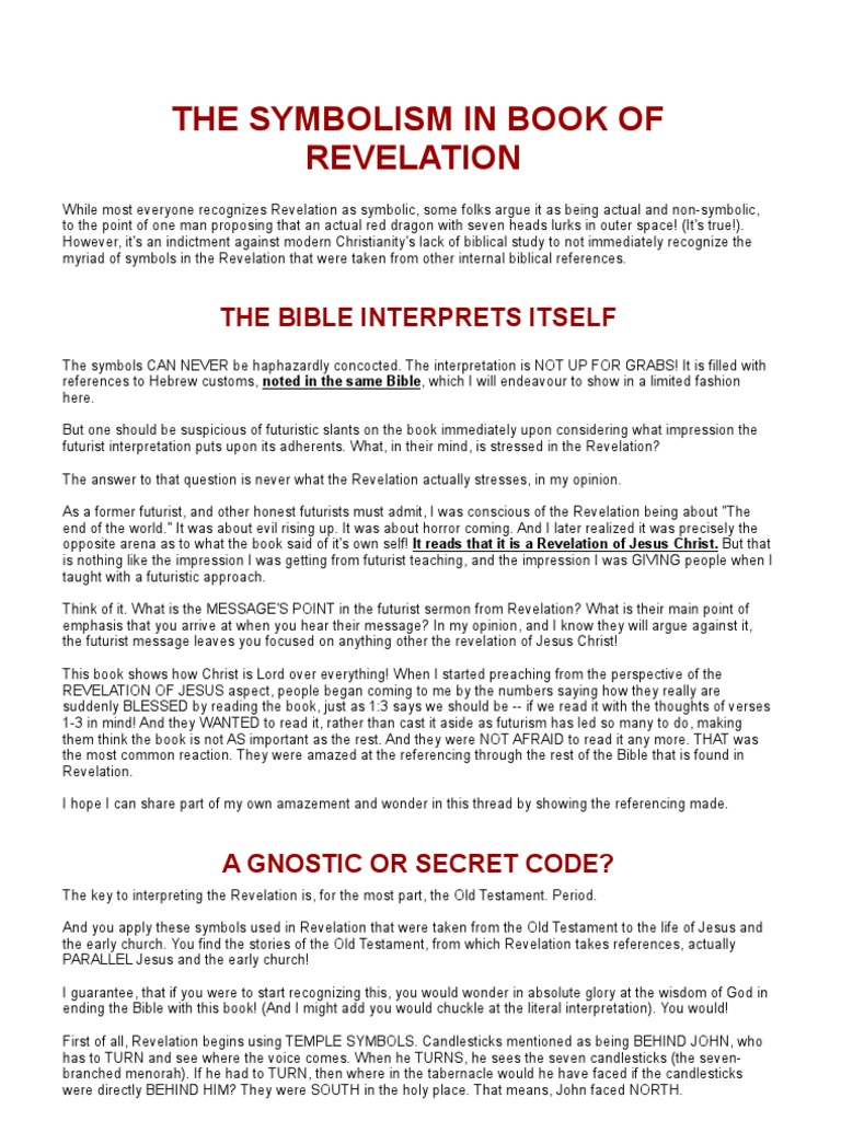 The Symbolism in Book of Revelation | PDF | Book Of Revelation | Gospel ...