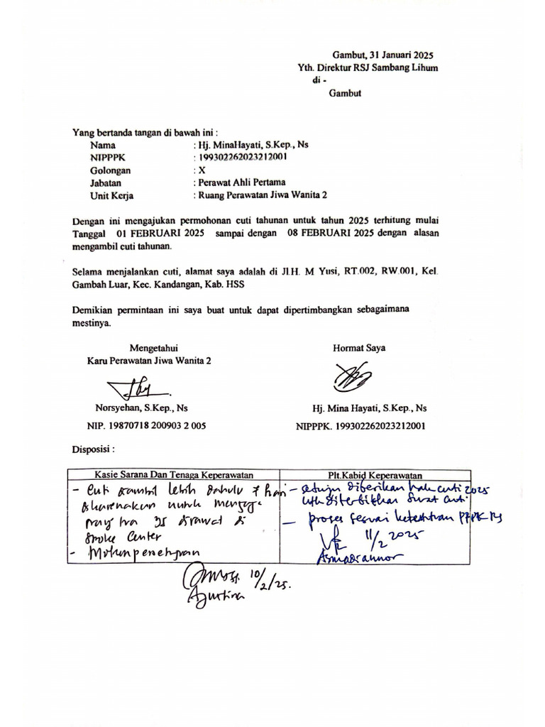 Surat Cuti | PDF