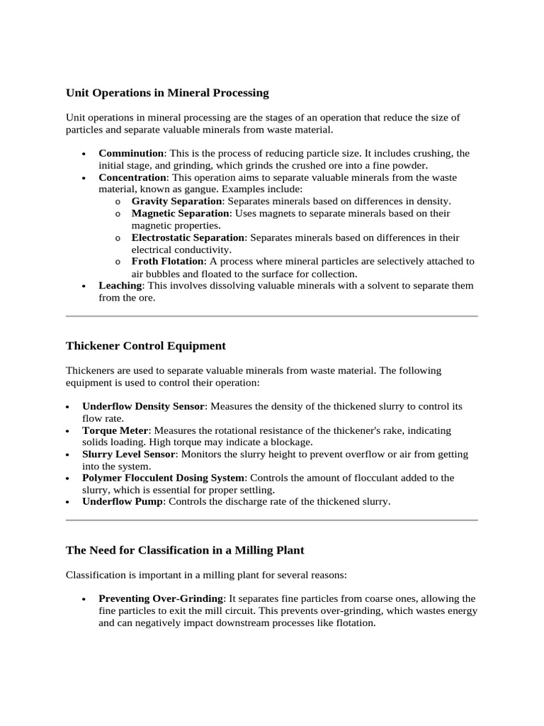 Mineral Processing Unit Operations Guide | PDF | Mill (Grinding)