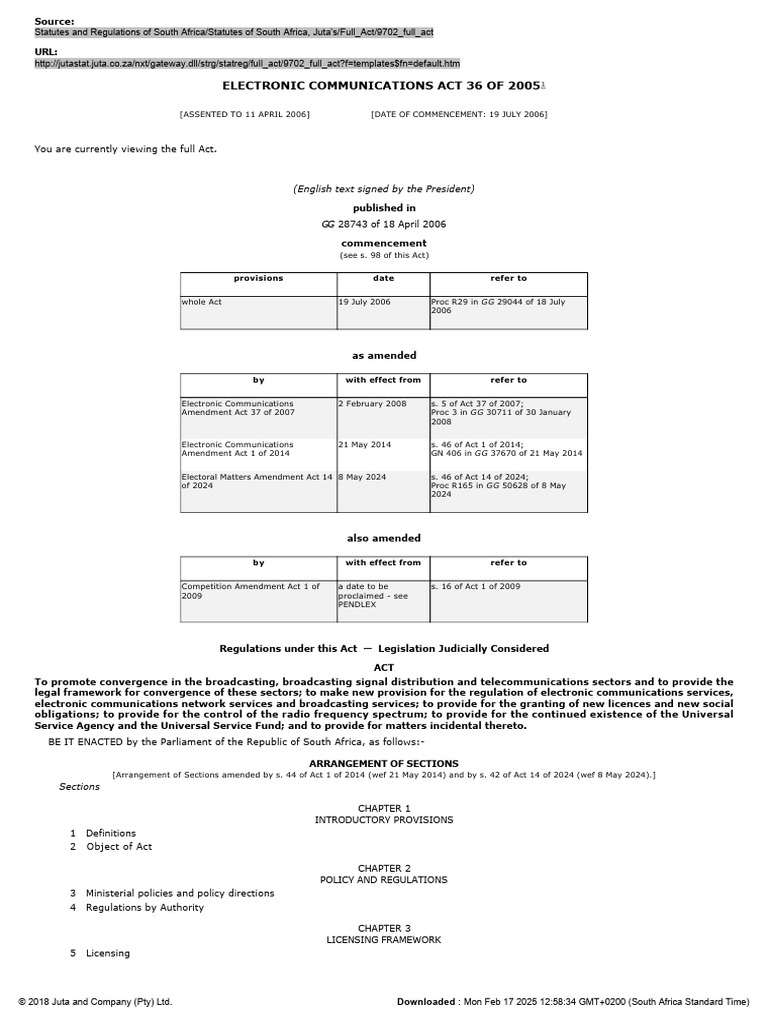 South Africa Electronic Communications Act | PDF | Radio Spectrum | Radio