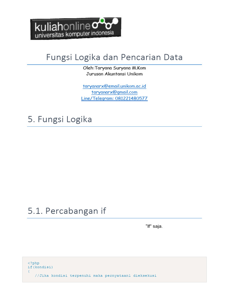 Fungsi Logika dan Pencarian Data PHP | PDF