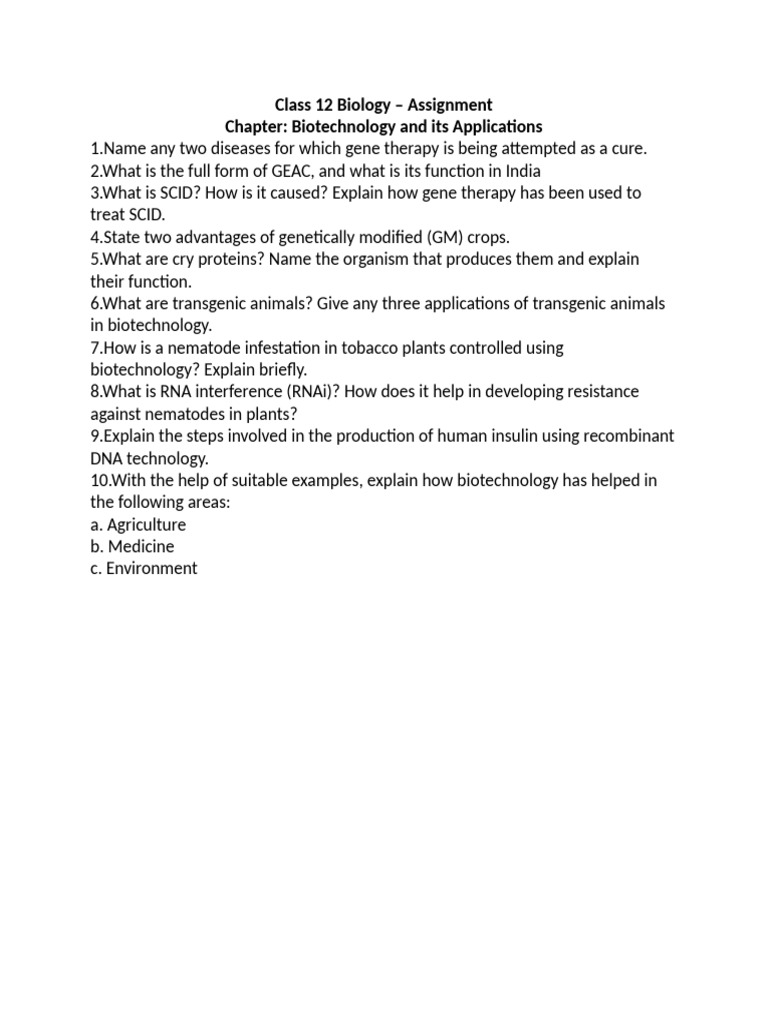 Biotechnology Applications in Medicine and Agriculture | PDF