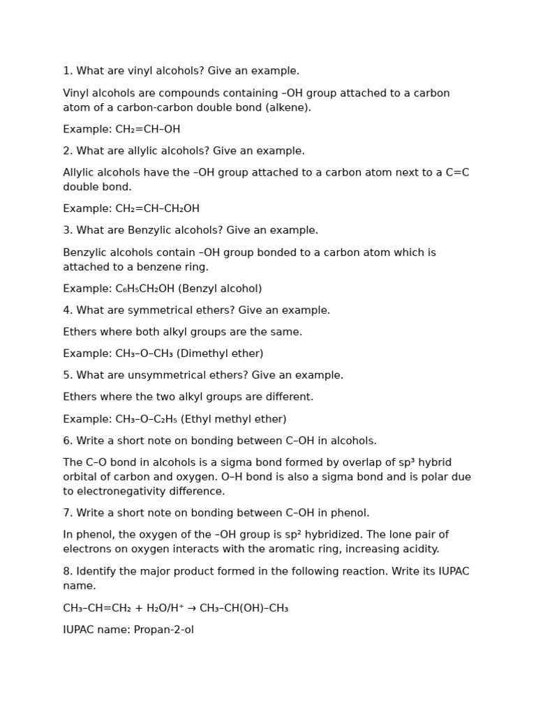 Alcohols Phenols and Ethers | PDF | Ether | Alkene