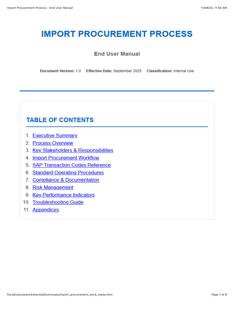 Import Procurement Process Manual | PDF | Procurement | Invoice