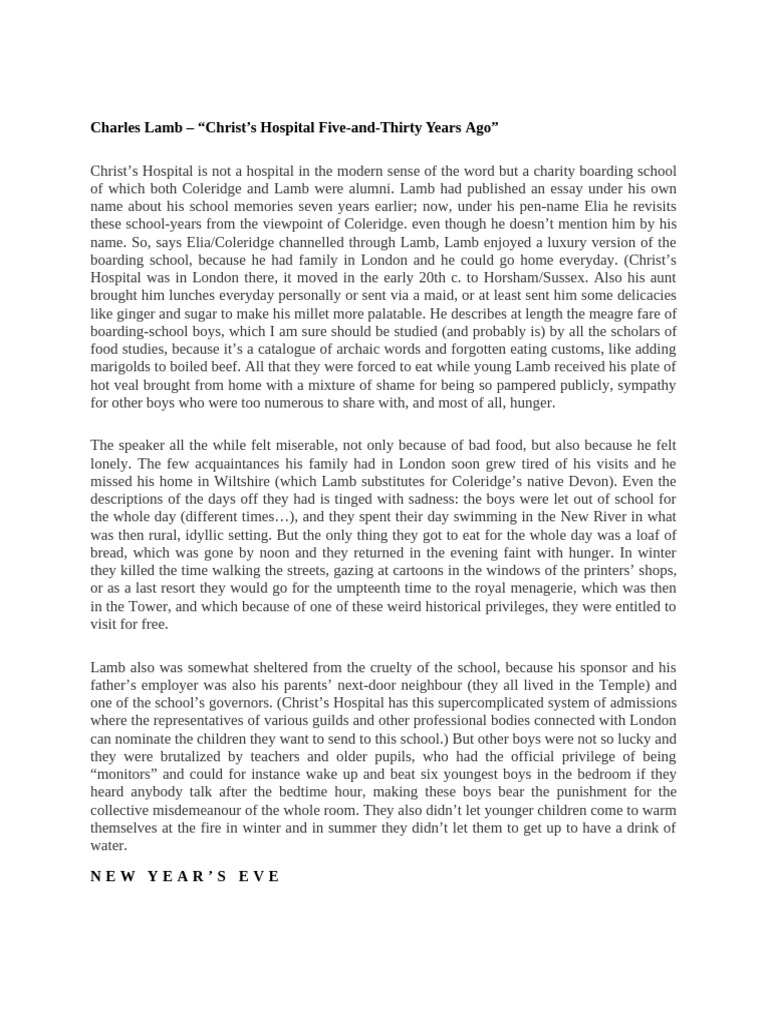 Biography of Charles Lamb and His Works | PDF