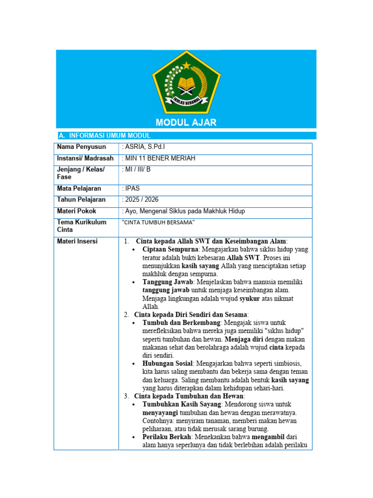 MA Bab 2 Ayo, Mengenal Siklus Pada Makhluk Hidup | PDF