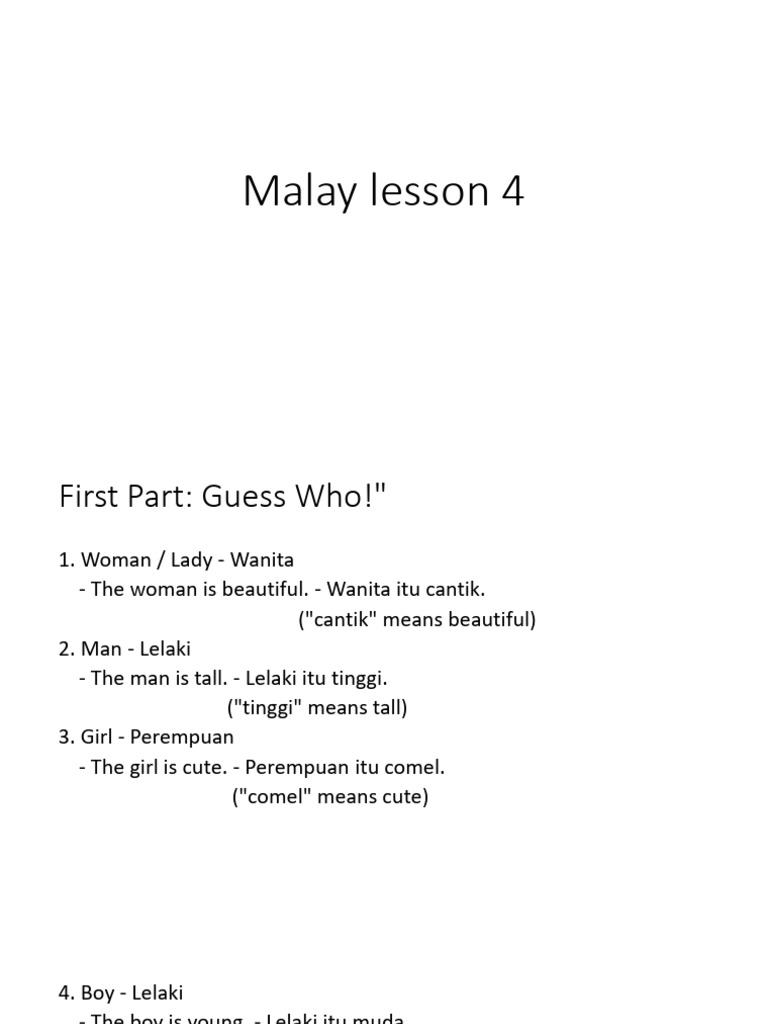 Malay Lesson 4 | PDF