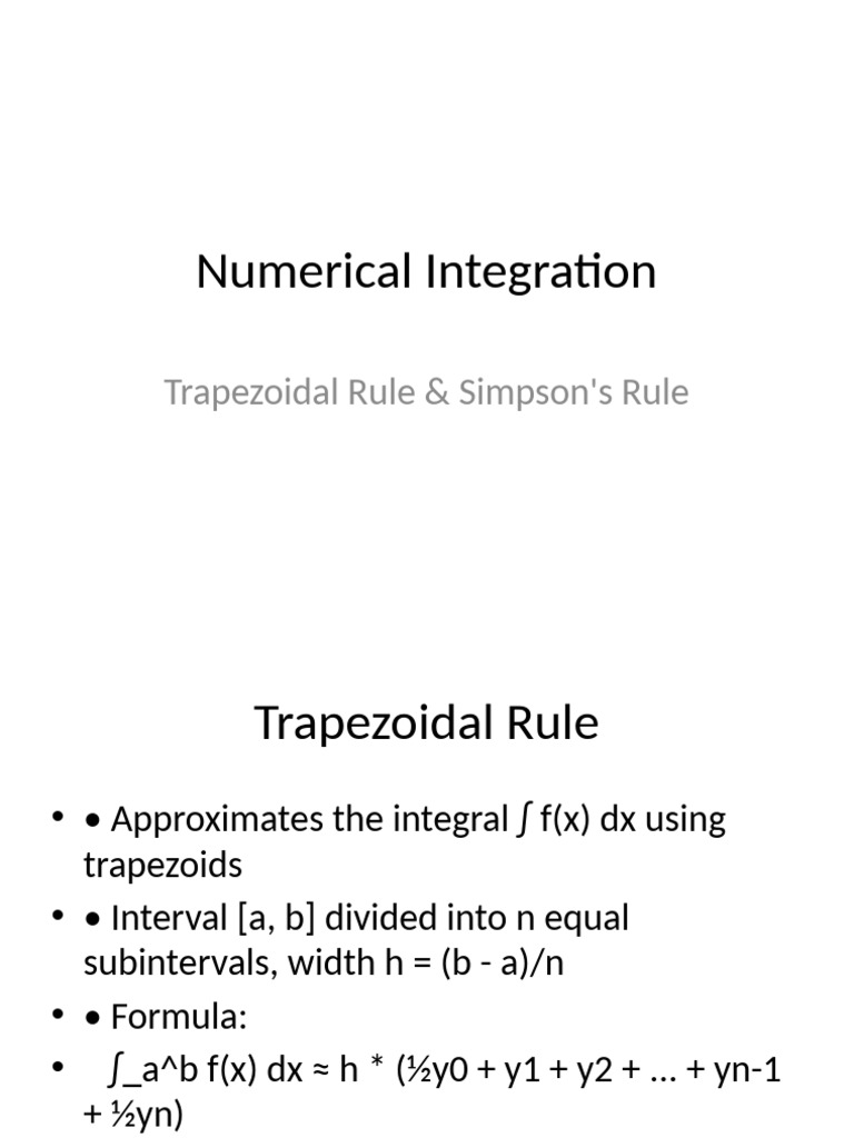Trapezoidal - and - Simpson - Rule: Numerical Integration | PDF