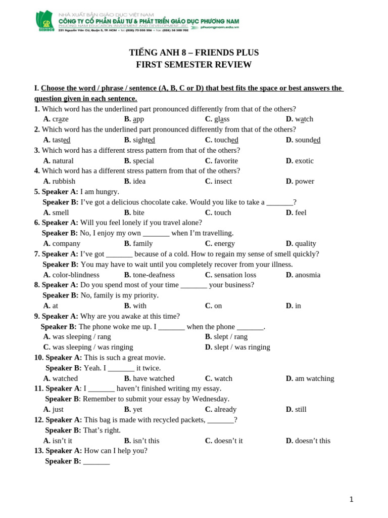 English 8 Friends Plus Review Guide | PDF | Rock Climbing
