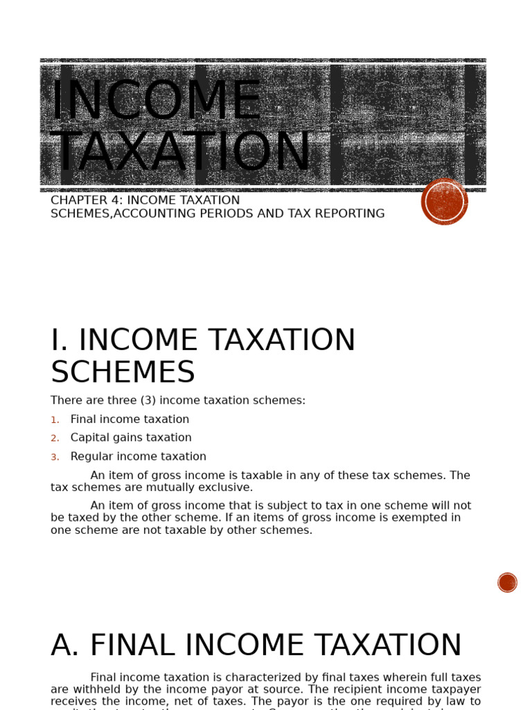 Income Taxation Schemes and Reporting | PDF | Taxes | Income Tax