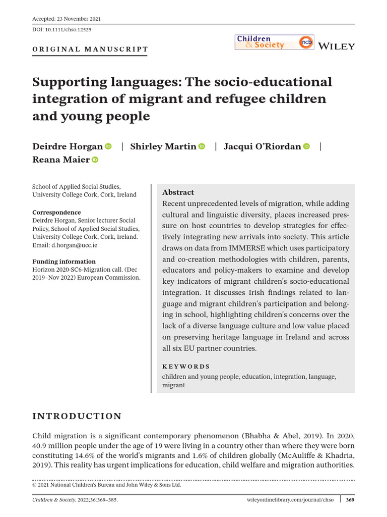 Migrant Children's Educational Integration | PDF | Immigration | Curriculum